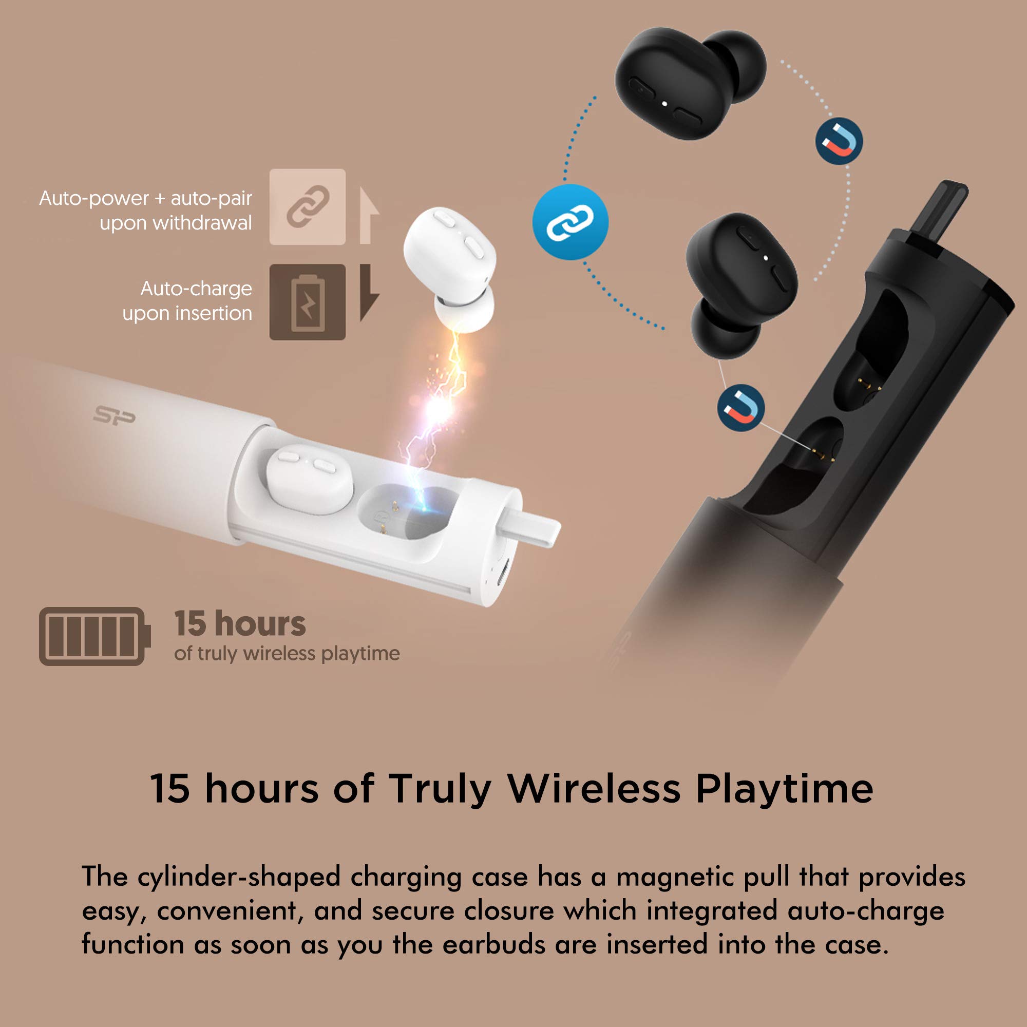 Silicon Power Blast Plug BP81 Bluetooth 5.0 Wireless Earbuds - White