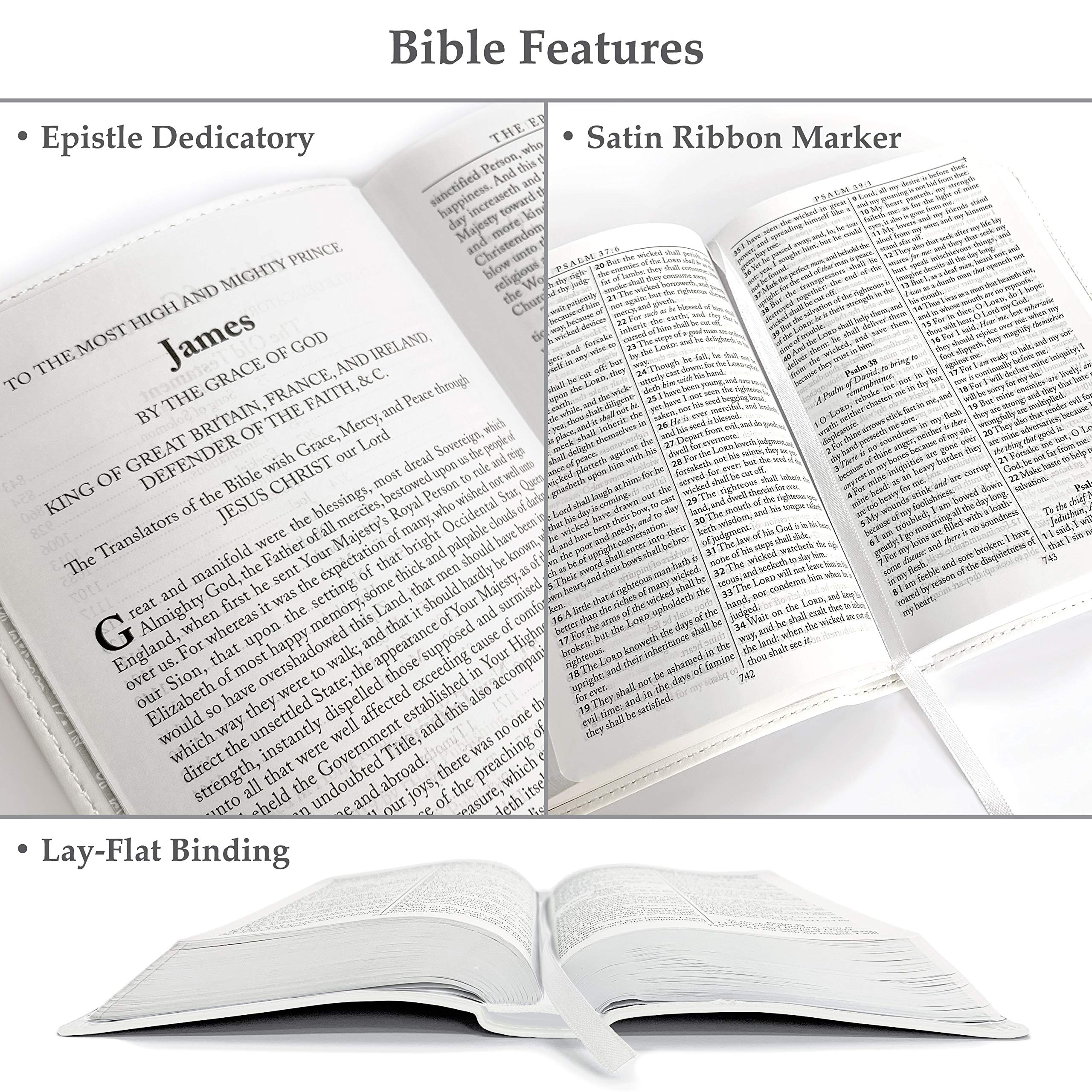 White Bible Gift Set with KJV Bible & Silver-Plated Frame Ornament with Crystals from Swarovski