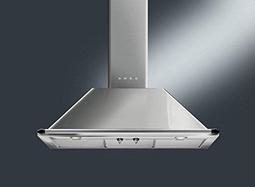 Smeg KT90XU 36" Wall Mount Chimney Range Hood with 600 CFM and 4 Fan Speeds, Stainless Steel