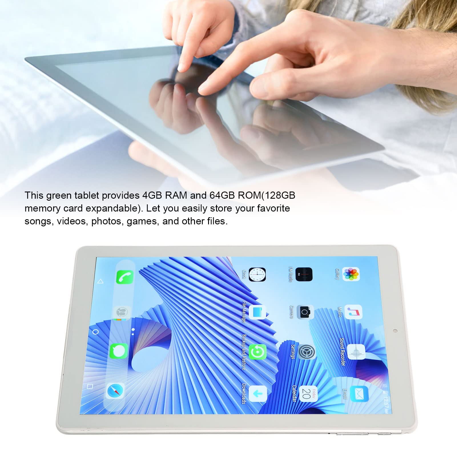 Vikye 5G WiFi Tablet for Android 10, 10.1 Inch 1920x1200 HD Display Tablet 4GB RAM 64GB ROM 2MP 5MP Dual Camera Dual Card Dual Standby Three Card Slots (US Plug)