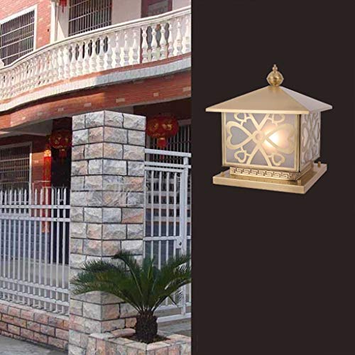 ZPZDD European Outdoor Waterproof Column Headlight, LED Garden Light, All Copper Home Garden Villa Garden Light