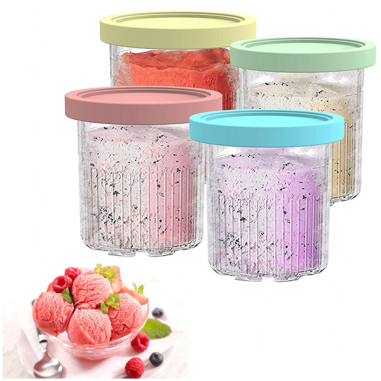 VRINO Creami Pints and Lids, for Ninja Creami Deluxe Containers,24 OZ Ice Cream Container Dishwasher Safe,Leak Proof Compatible with NC500,NC501 Series Ice Cream Makers