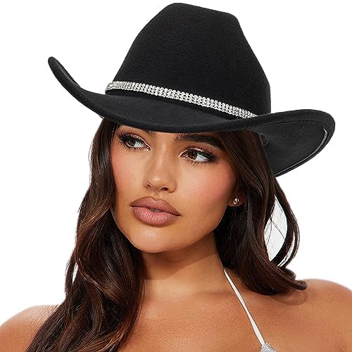 UTOWO Vintage Western Cowboy Hat for Men Outback Cowgirl Hat Rode Felt Fedora Gus Hat Women M/L