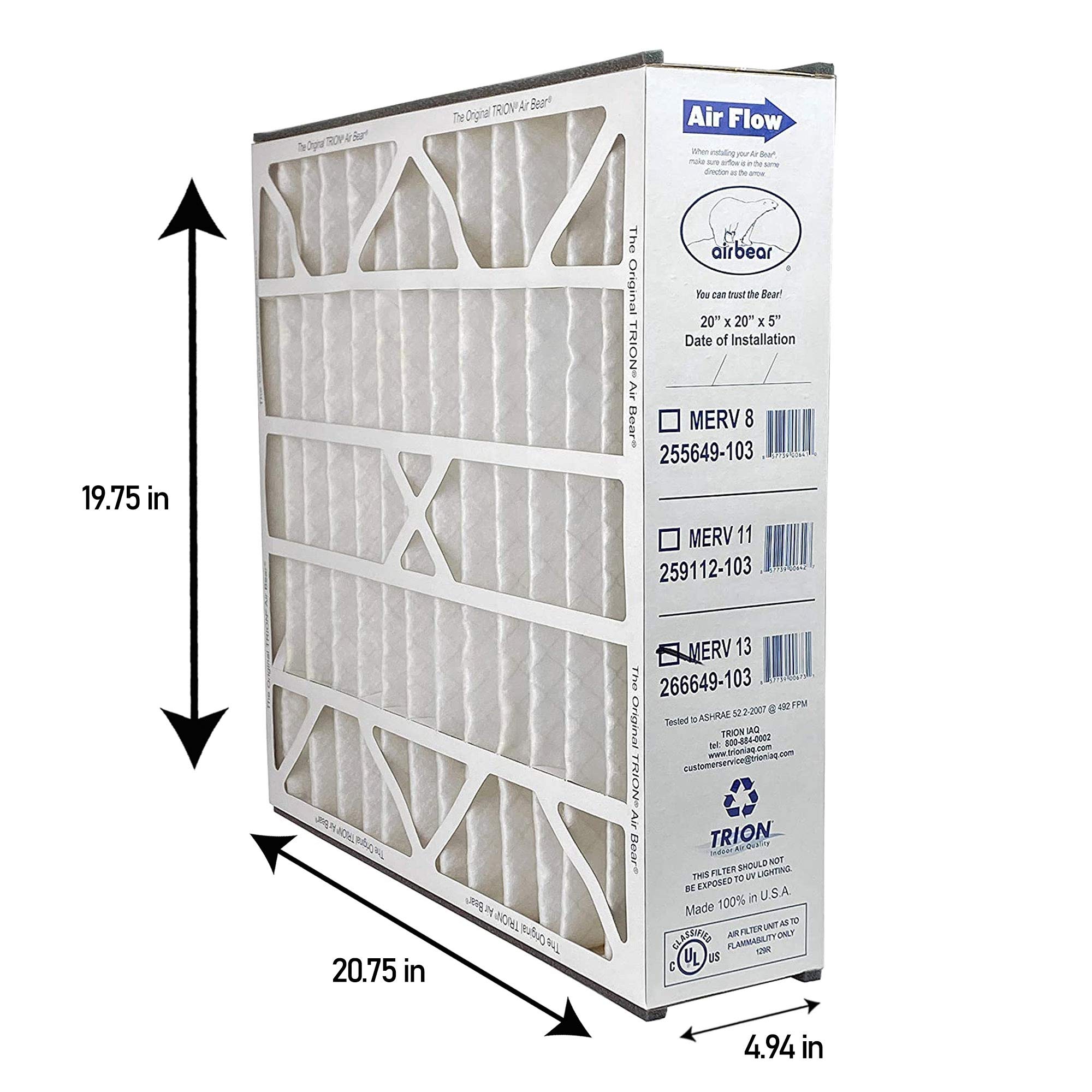 Trion Air Bear MERV 13 Air Purifier Filter Replacement with Factory Installed Double Gasket and Pleated Air Filter Media (4 Pack)