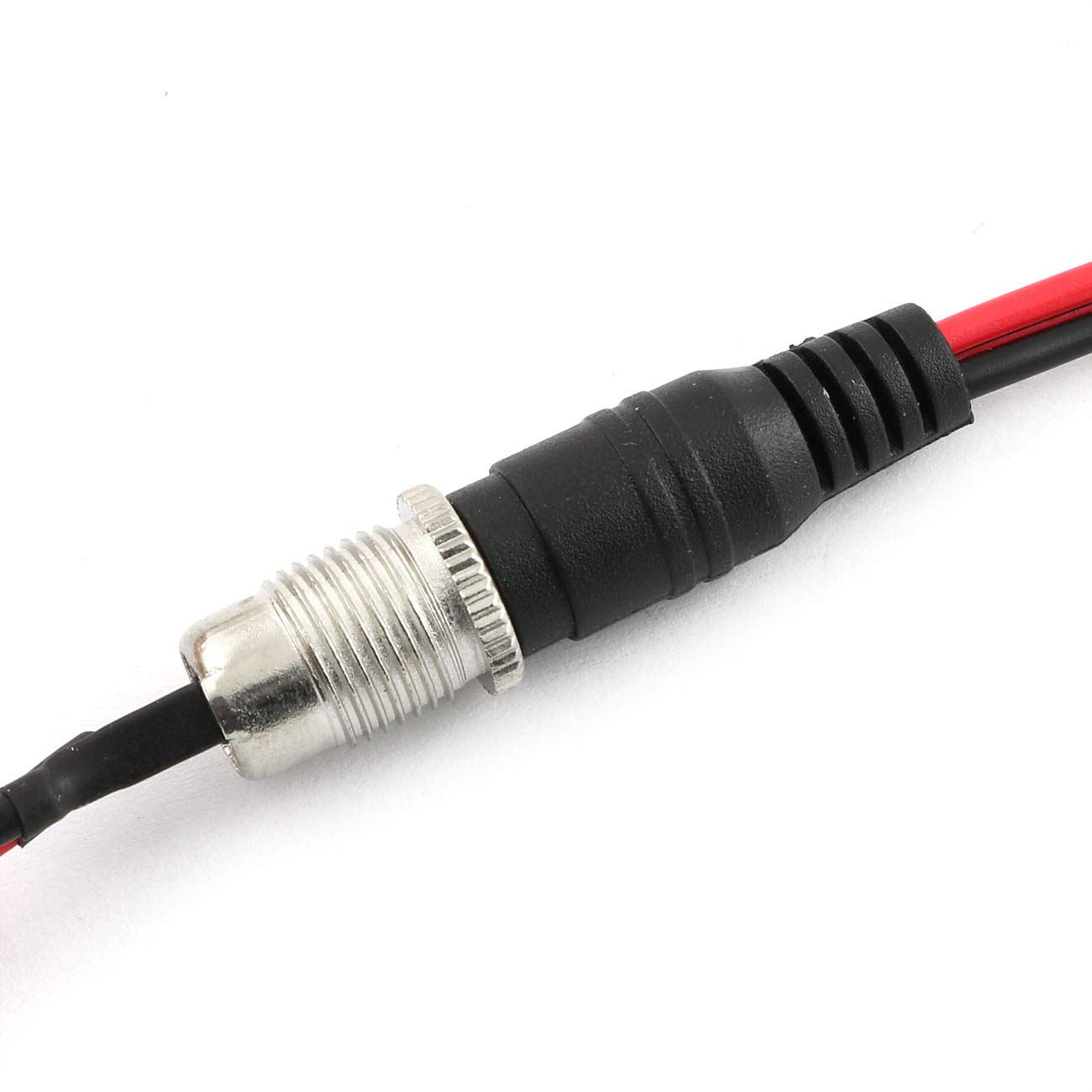 ZRM&E 6pcs 5A DC Power Connector 5.5 x 2.1mm Jack Socket Threaded Female Adapter with Cable+ 6pcs 5.5 x 2.1mm DC Male Barrel Socket Jack Plug with Wire