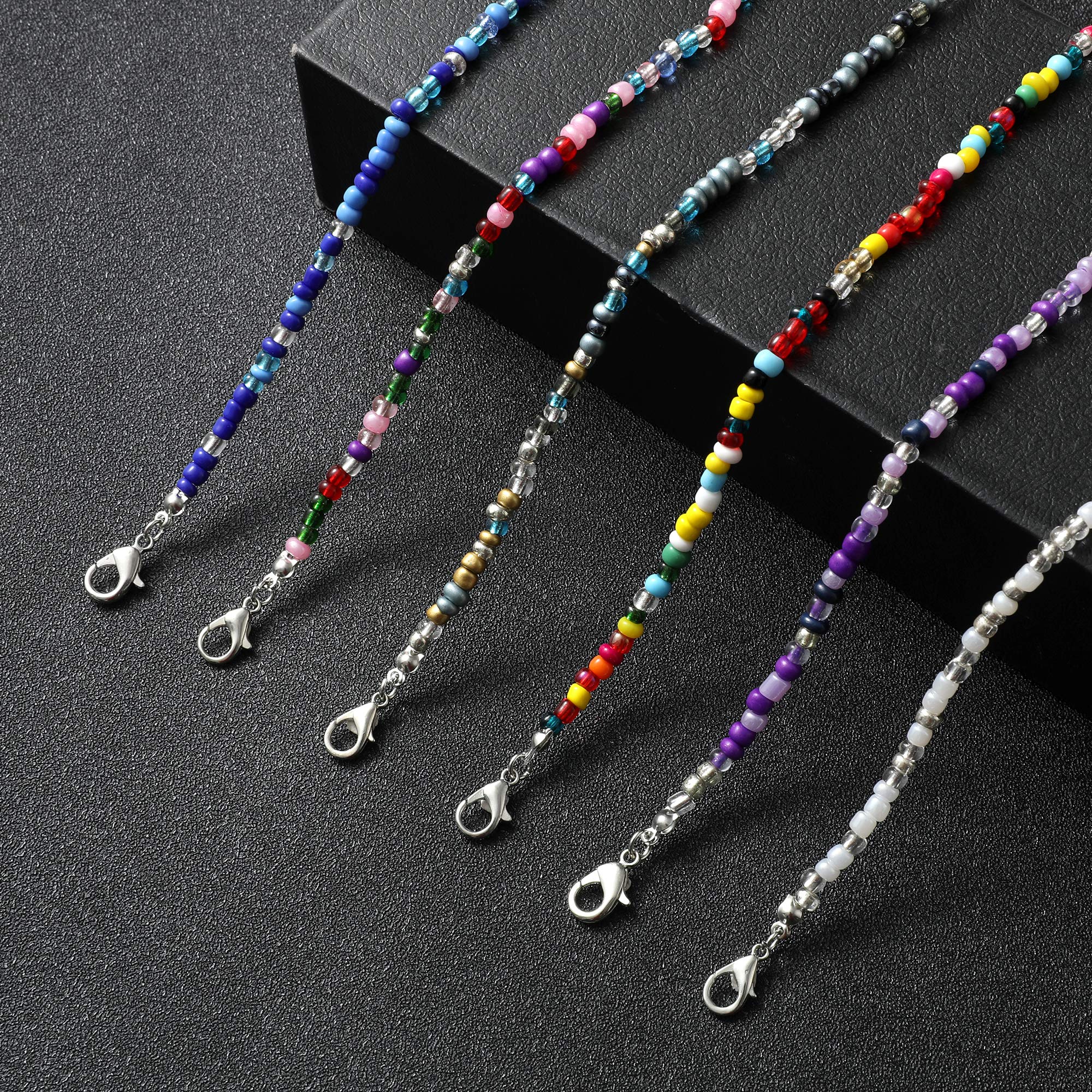 Vegolita 6Pcs Face Mask Lanyard for Women Girls Bead Chain Strap Mask Holder Comfortable Around Neck 6