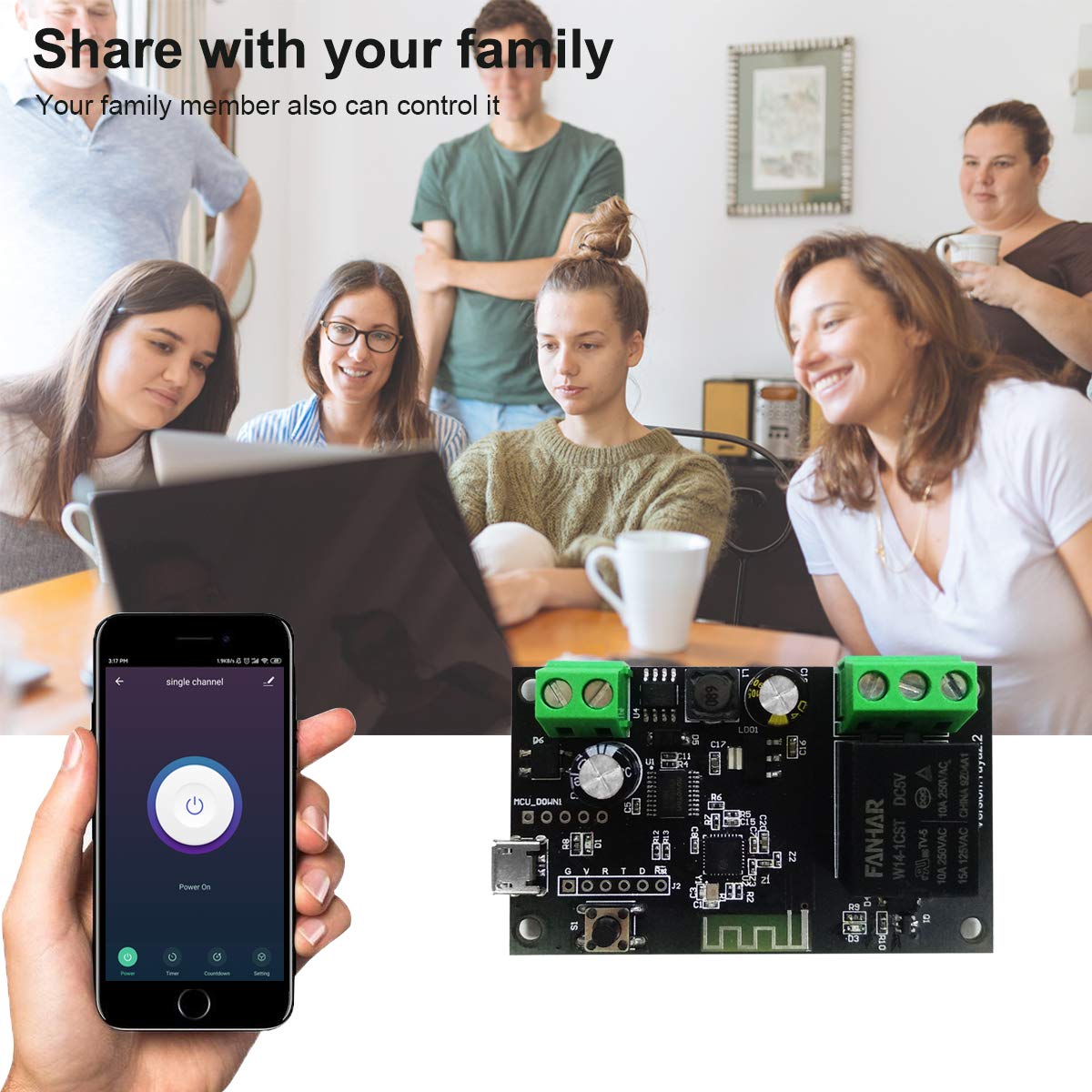 WiFi Momentary Inching Relay Self-Locking Switch Module DC 7-32V WiFi Relay Switch Smart Life/Tuya APP Remote Control WiFi Relay Module for Garage Door Opener, Compatible with Alexa Echo Goolge Home