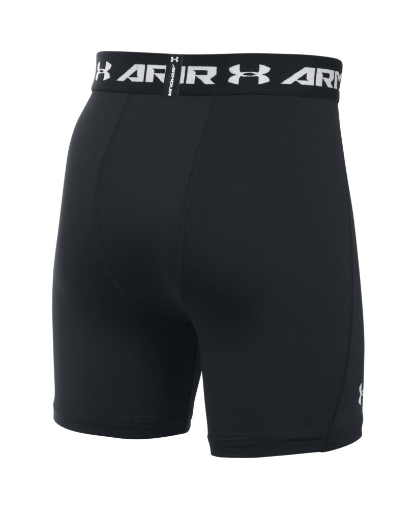 Under Armour Boys' HeatGear Armour Fitted Shorts – Mid, Black (001)/White, Youth Small
