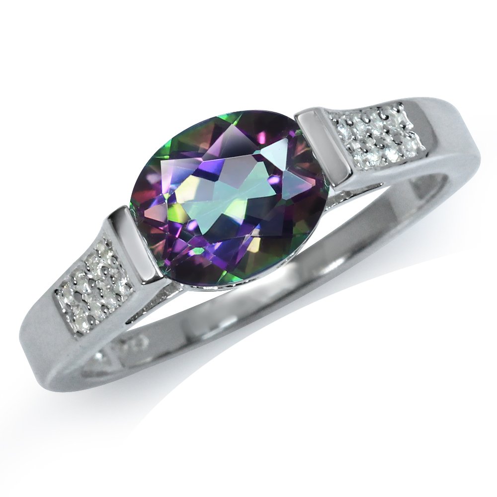 Silvershake 2.12ct. Mystic and White Topaz Gold Plated 925 Sterling Silver Ring Size 9