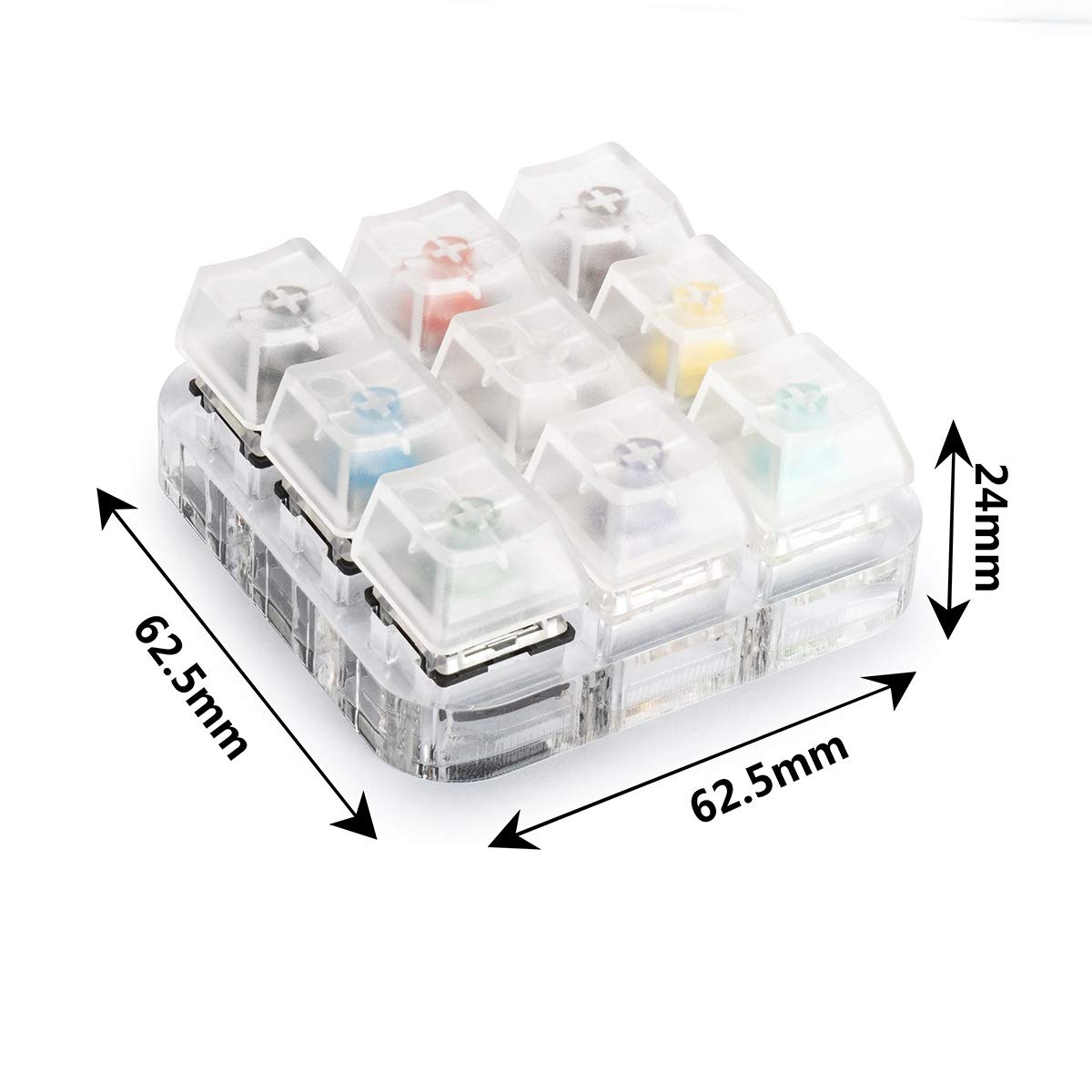 VELOCIFIRE 9-Key Gateron Switch Tester, Switch Testing Tool for Mechanical Keyboards, with Clear Keycaps and O Rings