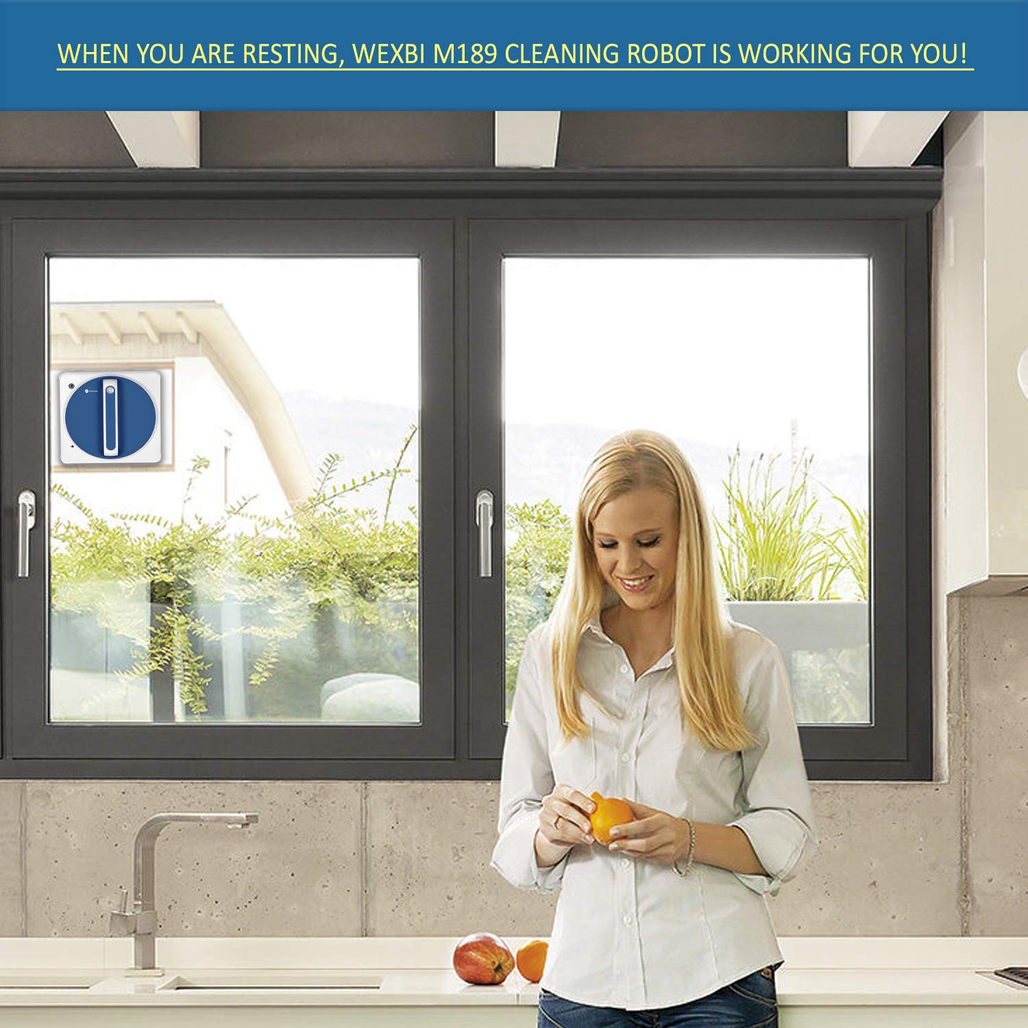 Window Cleaner Robot, Smart Window Cleaning Robot Mop with APP and Remote Control, Automatic Robot Cleaner for Indoor/Outdoor Window Washing with a Gifts for You