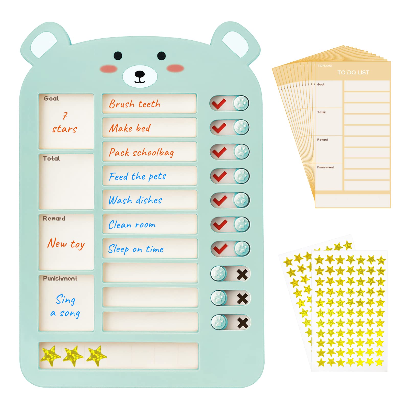 TIDYLAND To Do List and ADHD Planner for Kids and Adults - Habit Tracker or Daily and Weekly Planner, ADHD Tools and Chore Chart for Adults, Reward Chart and Behavior Chart for Kids at Home (Khaki)