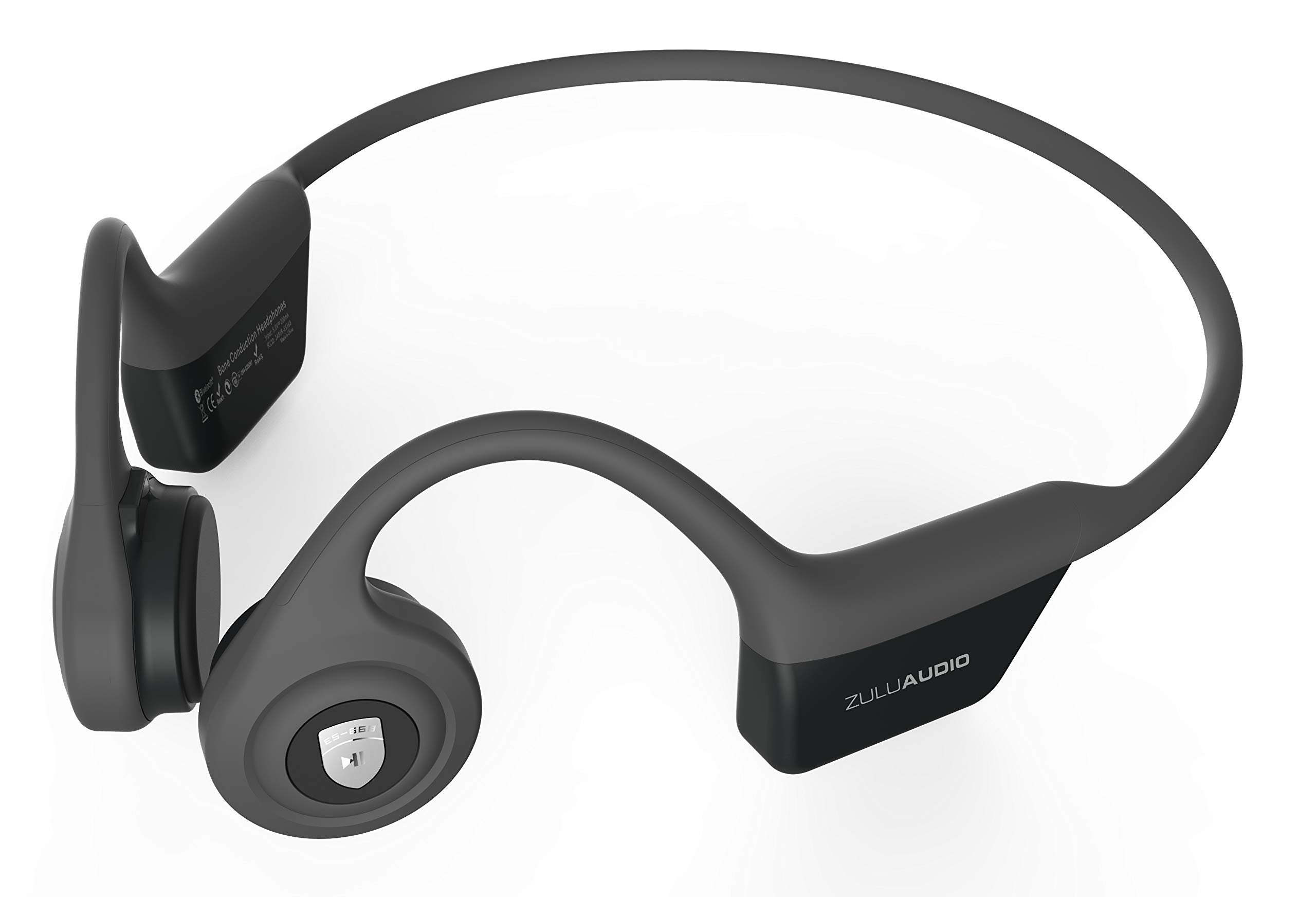 Zulu Exero Open-Ear Wireless Bone Conduction Headphones (Grey) Bluetooth for Running, Bicycling, Hiking, with Microphone