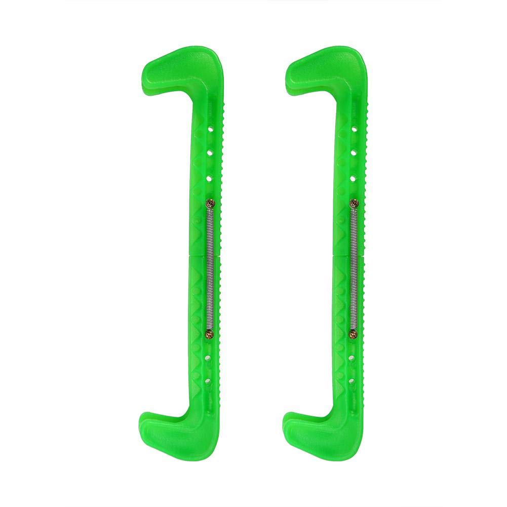 Zerone Figure Ice Skate Guards, 1 Pair Ice Hockey Skate Blade Guards Covers with Adjustable Spring (Green)