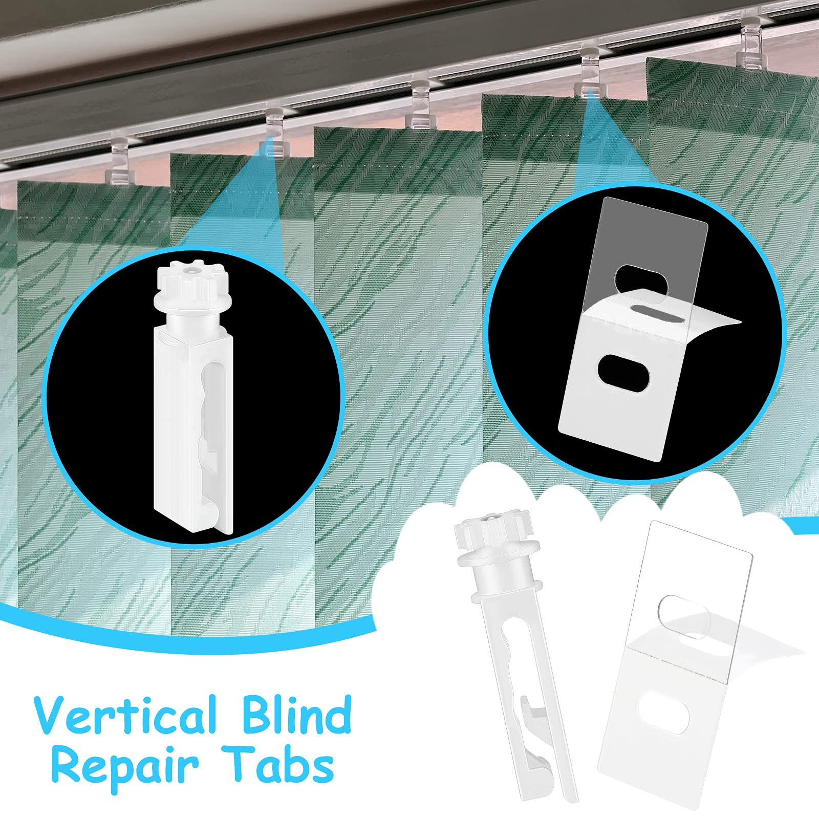 Vertical Blind Repair Tabs and Vertical Blind Stem Replacement Window Blind for Broken and Missing Vertical Blinds Repairing (50 Pieces)