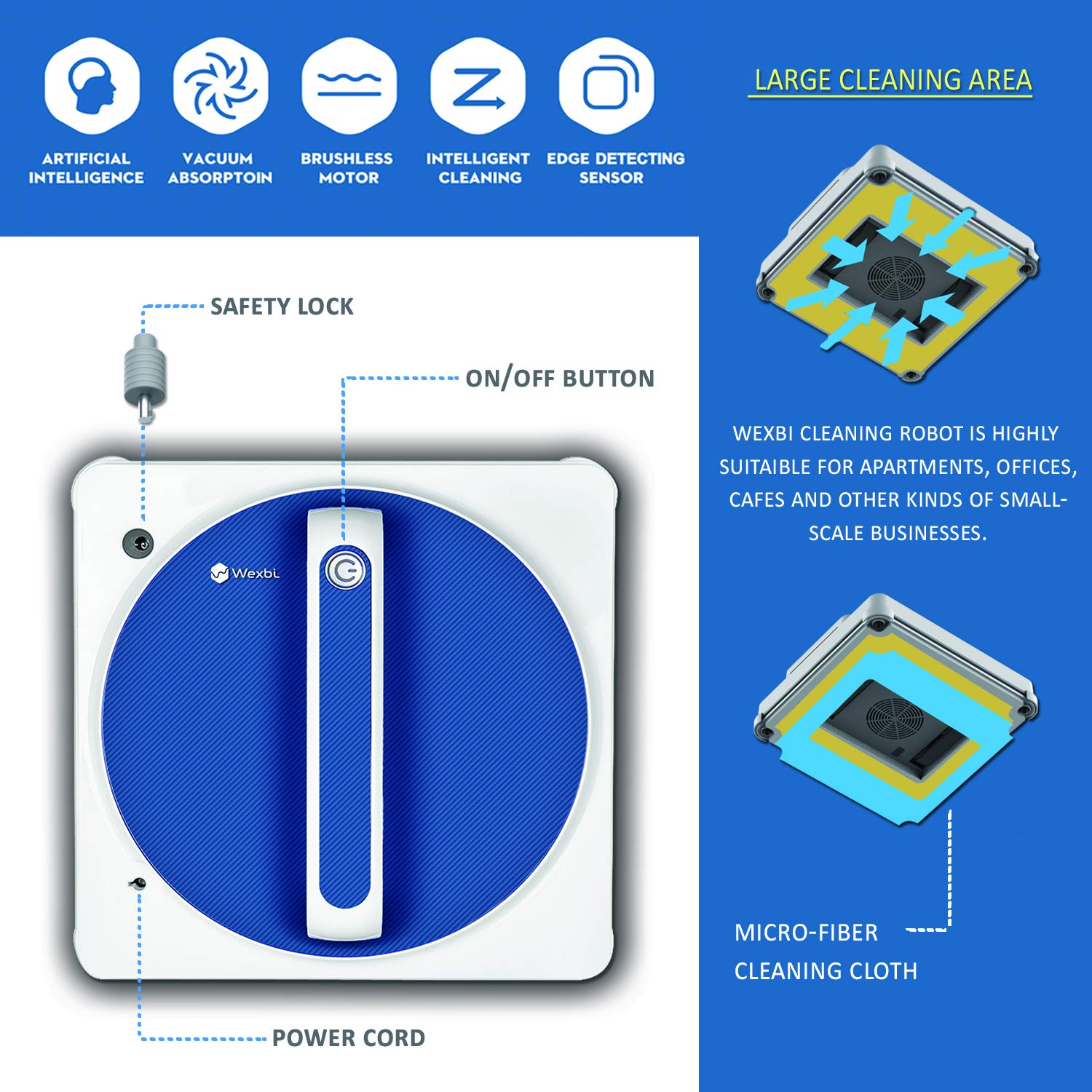 Window Cleaner Robot, Smart Window Cleaning Robot Mop with APP and Remote Control, Automatic Robot Cleaner for Indoor/Outdoor Window Washing with a Gifts for You