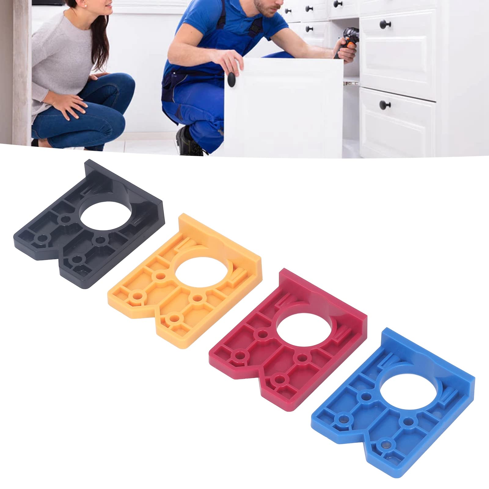 Syrisora Hinge Jig Kit Blue Red Yellow Black 35mm Drill Guide Woodworking Hole Opener for Door Cabinet