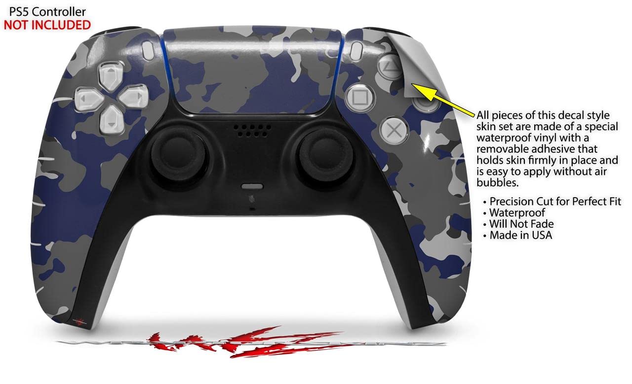 WraptorSkinz Skin Wrap compatible with Sony PS5 DualSense Controller WraptorCamo Old School Camouflage Camo Blue Navy (CONTROLLER NOT INCLUDED)