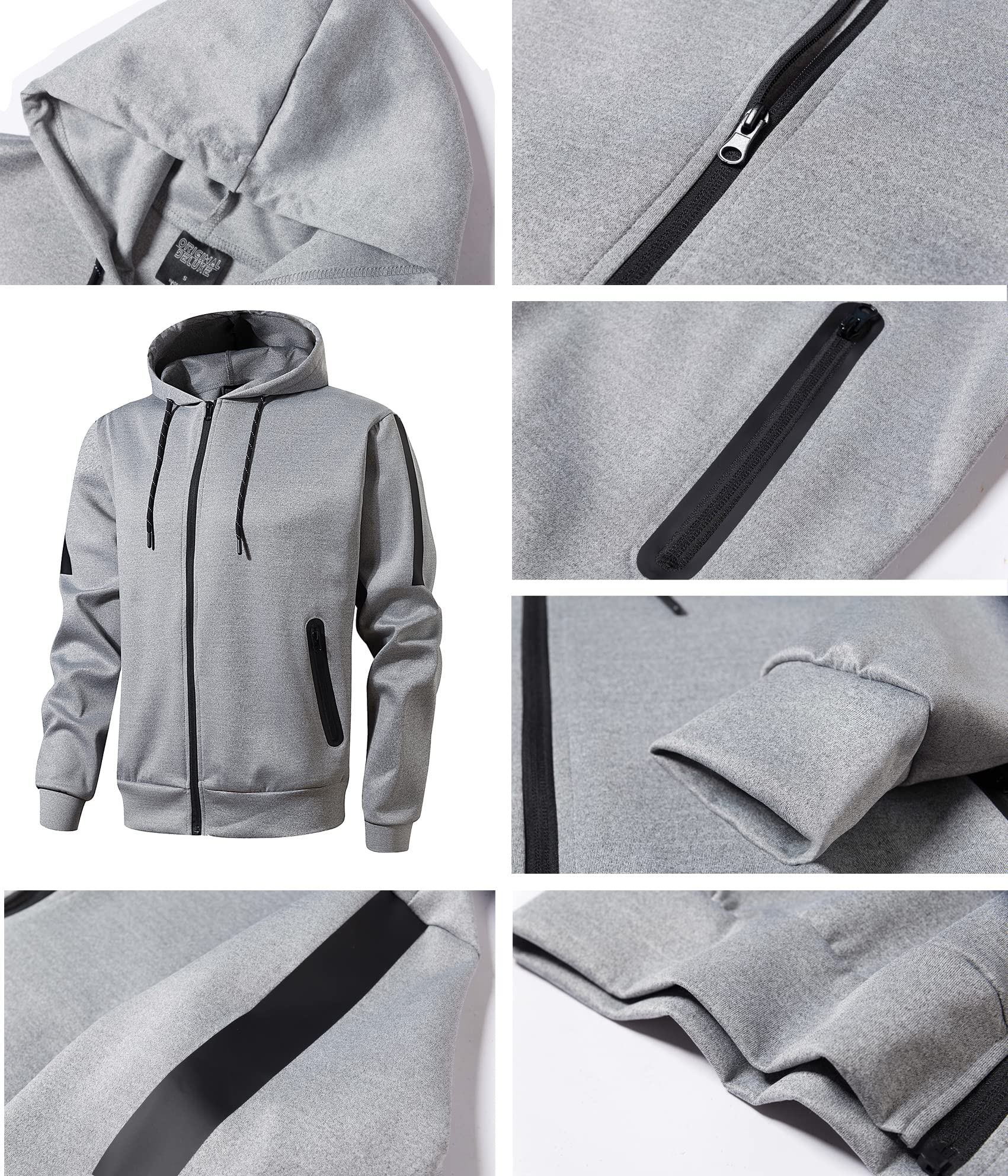 URBEX Men's Athletic Tracksuits Long Sleeve Hoodie Sweatsuits for Men 2 Piece Sets Full Zip Jogging Suits Jackets and Pants(LG-L)