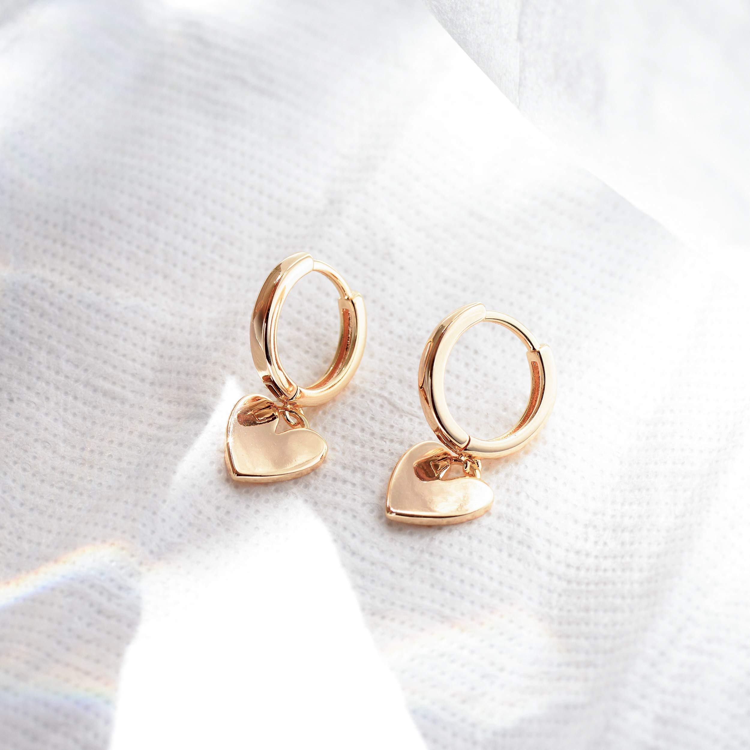 VACRONA Gold Heart Hoop Earrings Huggie Earrings for Women 14k Gold Plated Small Hoops Earrings