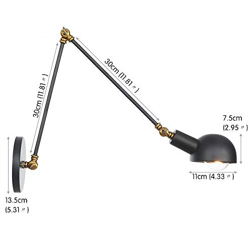 Wall Sconces , Adjustable Long Swing-Arm Wall Sconces Lighting Industrial Antique Metal Wall-Mounted Working Lamp Bedroom Living Room Reading Wall Lantern Fixture Bedside Reading Lamp ( Color : 30+30c