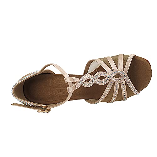 Very Fine Womens Dance Shoe Delphine Ballroom Latin Salsa Tango Cha Cha Waltz Flesh Satin 2.5" Heel 8.5 M