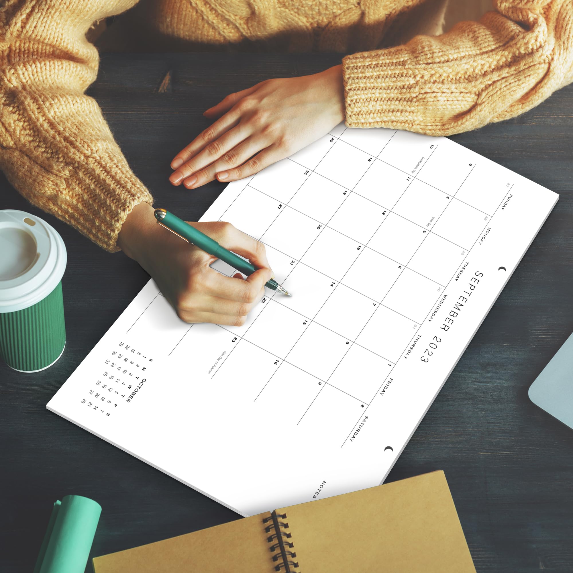 Simplified 2024 Desk Calendar - Runs From June 2023 Until December 2024 - Minimalistic Office Desktop/Wall Calendar 17"x11" for Easy Organizing