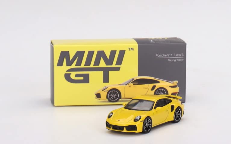 True Scale Miniatures Model Car Compatible with Porsche 911 Turbo S (Racing Yellow) 1/64 Diecast Model Car MGT00497