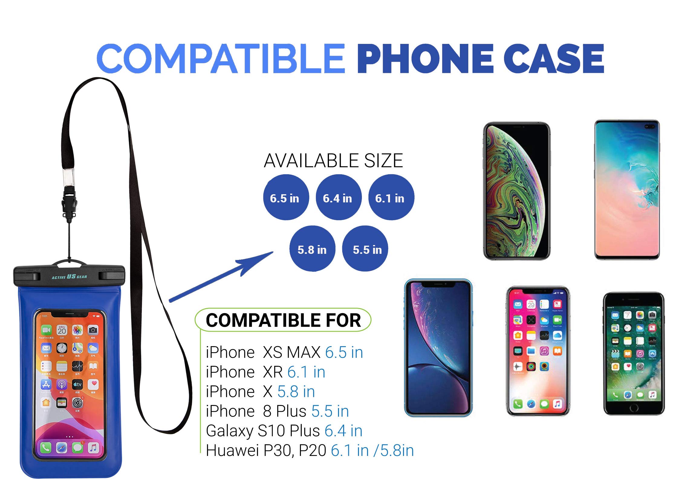 Waterproof Pouch with Waist Strap, Screen Touchable Dry Bag and Floating Phone Case for iPhone 11 Pro Max/XS Max/XR/X Galaxy S10/S9 Note 10/9 Google Pixel Up To 6.5" for Boating Fishing Kayaking Beach