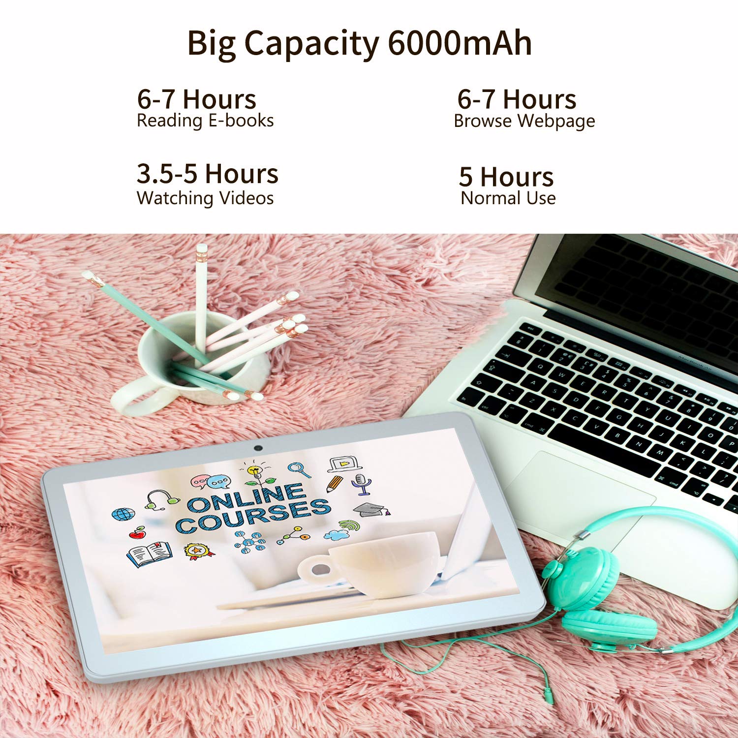 Winsing Tablet 10 inch, Android 9.0 Pie, 2GB RAM, 32GB Storage, 3G Phablet, Quad-Core Processor, Tablet with Sim Card Slot Unlocked, WiFi, Bluetooth - Silver