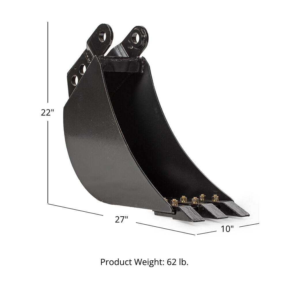Titan Attachments 10" Front Hoe & Backhoe Bucket, Strong Replaceable Carbon Steel Teeth, Hydraulic Tilt Bucket, Excavator Attachment for Front Hoe & Backhoe Excavators, Skid Steer & Loader Accessory