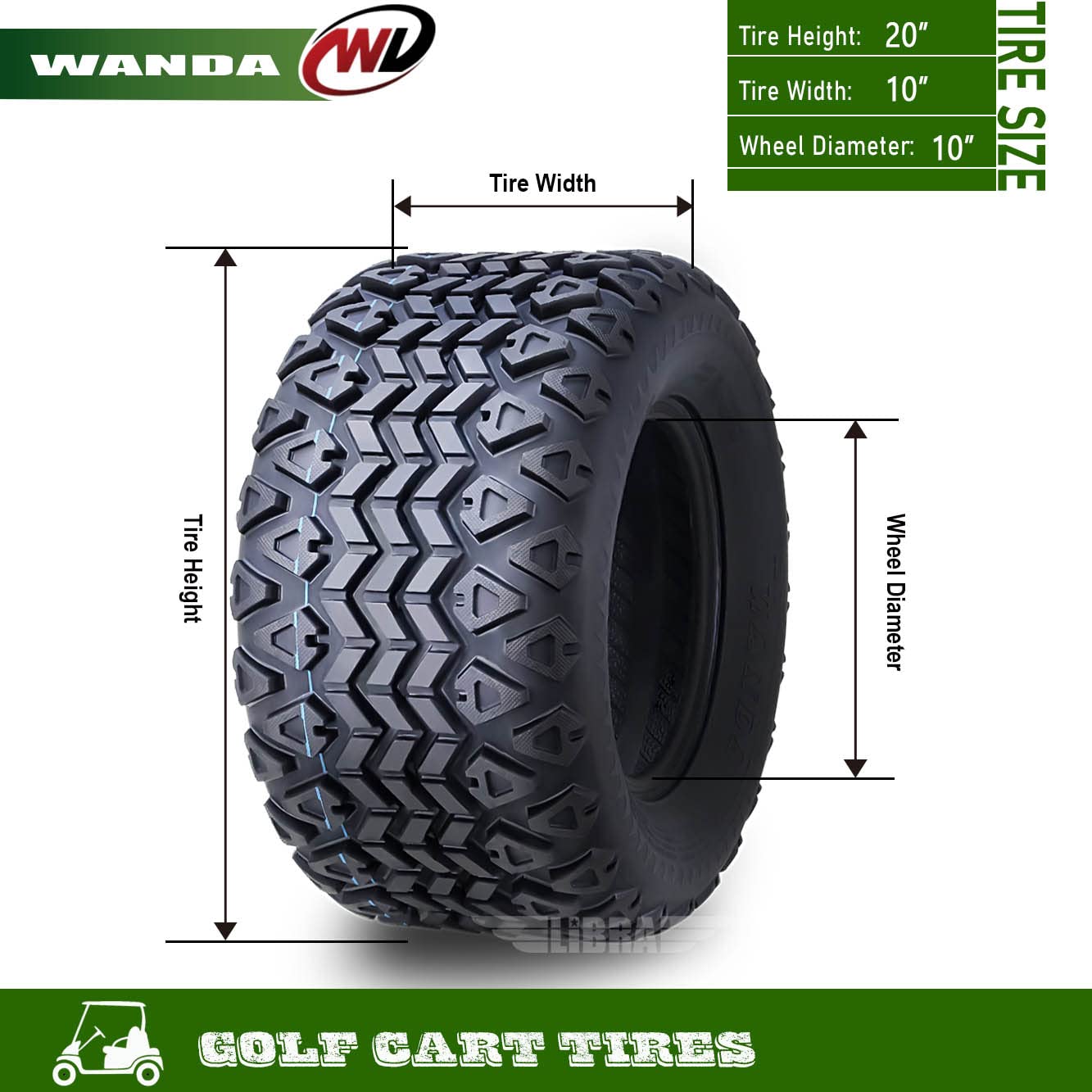 WANDA 23X10-14 Golf Cart ATV Tires 4 Ply 23x10x14 -Set 2-14035