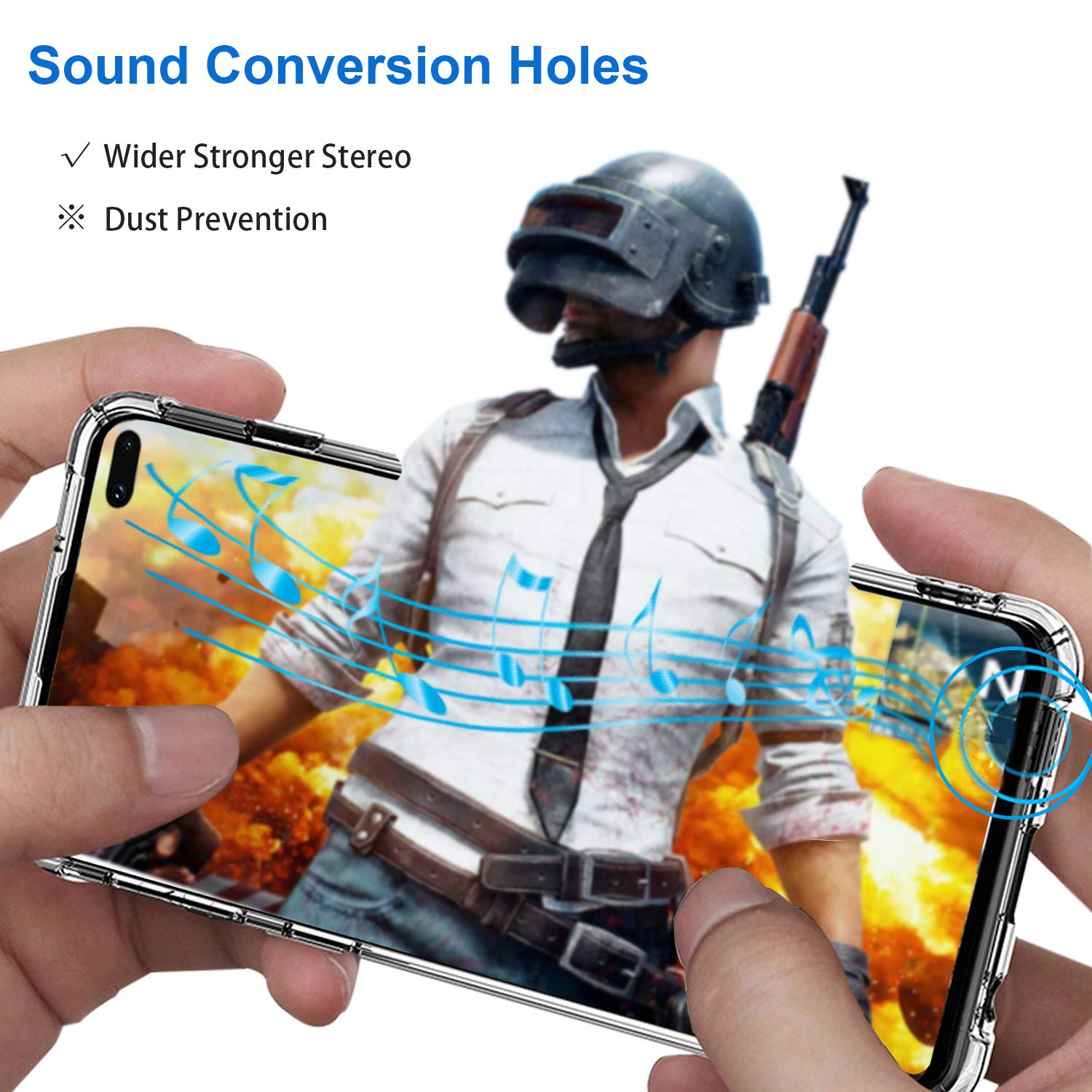 Weuiean Case [Shock-Proof Drop Protection] with [Sound Conversion] Feature Flexible Soft Silicone Bumper Protective Cover Clear Case, Samsung Galaxy S10 Plus 6.4" - Clear