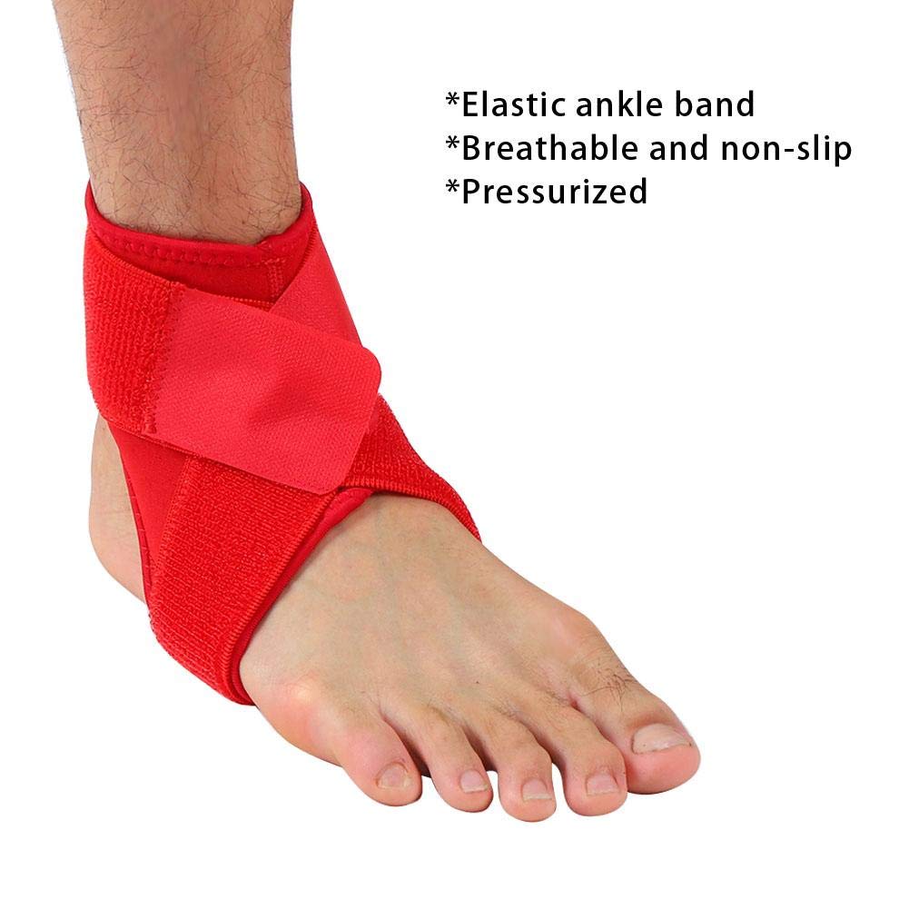 Ymiko Ankle Bandage Breathable Ankle Support Brace, Sports Ankle Joint Support Strap for Sprain Injury Recovery (Red 1 Pair) (L)