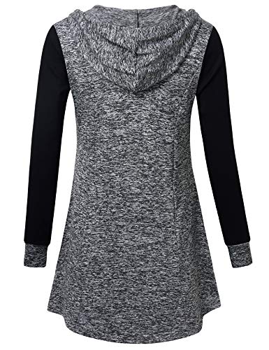 Vivilli Women's Thin Tunic Hoodies Long Sleeve Zip Up Sweatshirts Pullover Blouse Tops (Multi Black, XXX-Large)