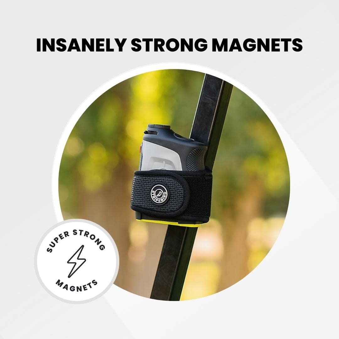 Stripebird - 2.0 Slim Golf Magnetic Rangefinder Strap (Black - Form Fitting & No Buckle Strap) - Golf Range Finder Magnetic Strap - Range Finder Golf Magnetic