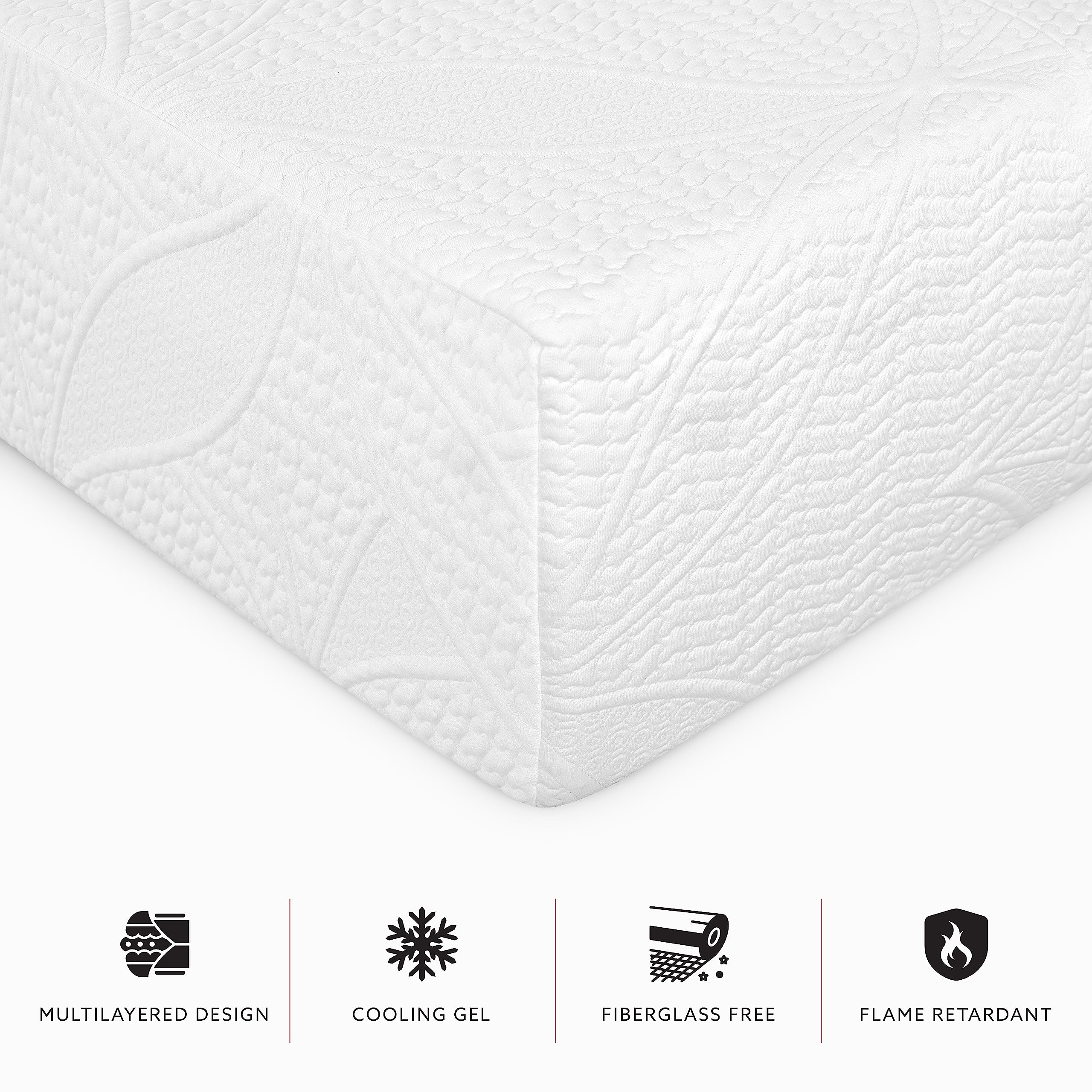 SWISSLUX 14-Inch King Size Mattress, iCOOL Tech and Cooling Gel Infused Medium Plush Memory Foam Mattress, CertiPUR-US Certified, Bed-in-a-Box, White, King Size (80" L x 76" W x 14" H)