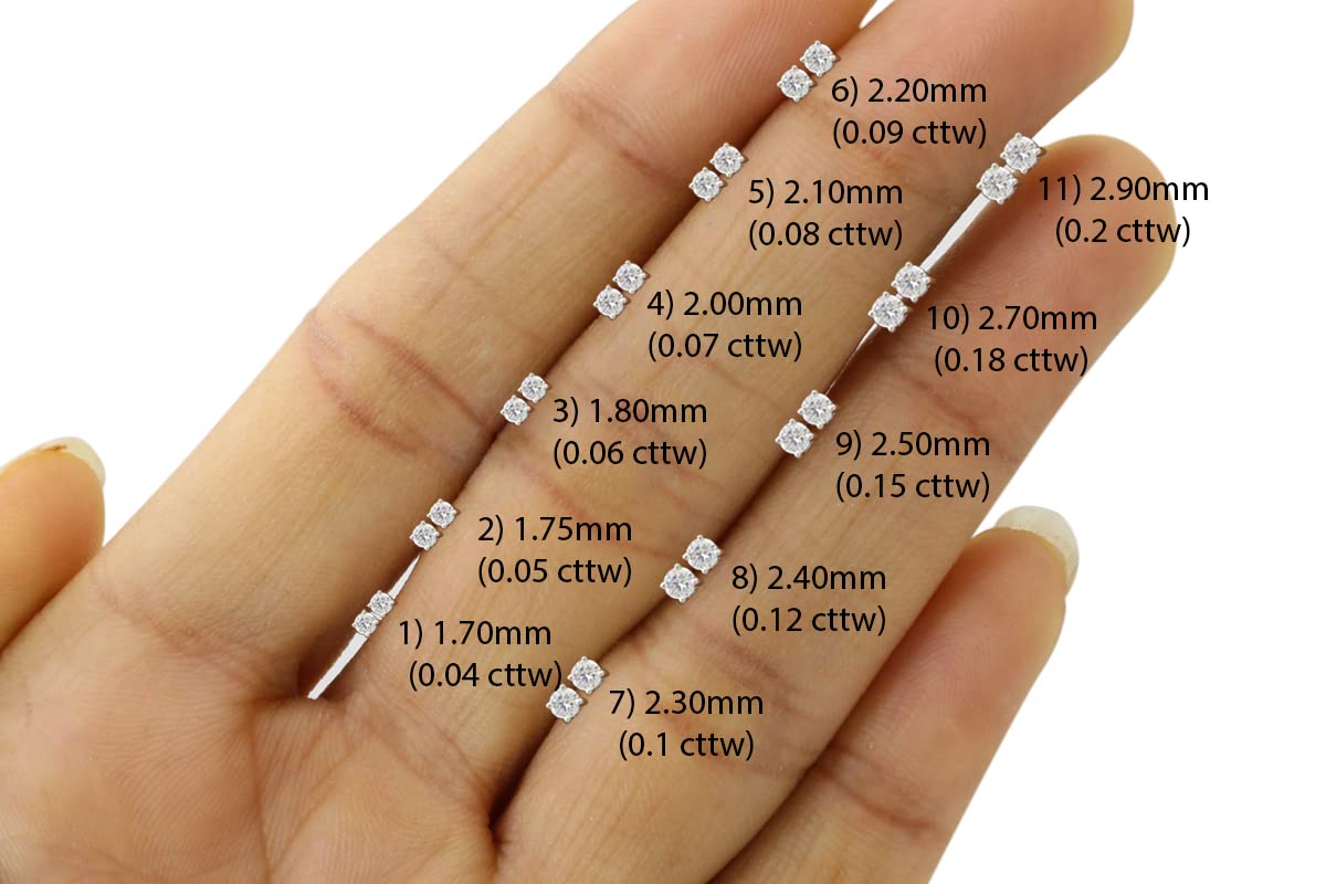VERY VERY Small Miniscule 0.04CTTW Round Natural Diamond Stud (IGI Certified 0.70 ct & up) Plus Quality Screw Back Earrings in 14k Solid White Gold, 0.04 Ctw - 2.00 Ctw)