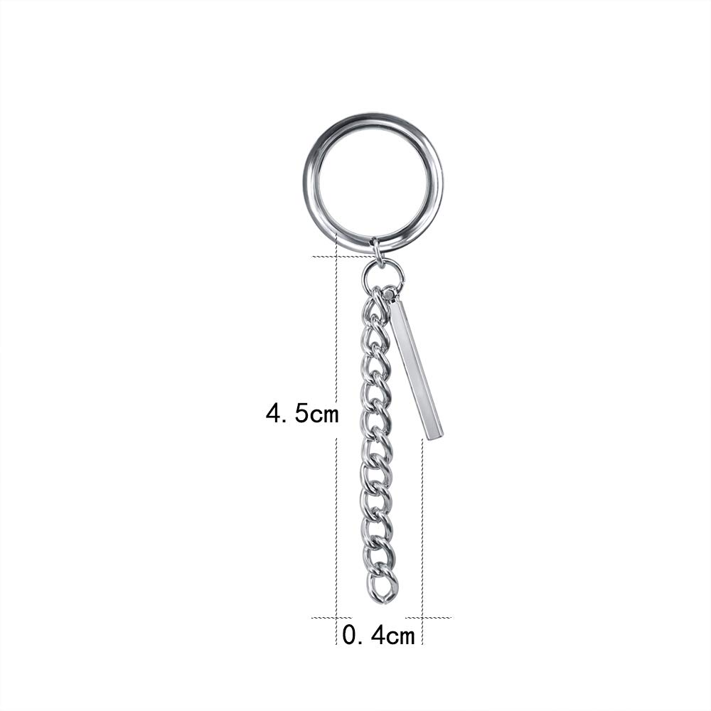 ZS Vintage Moon Dangle Ear Tunnels Plug Stainless Steel Screw Ear Gauge Feather Chain Ear Expander Flesh Tunnels Piercing (Rod,0g(8mm))