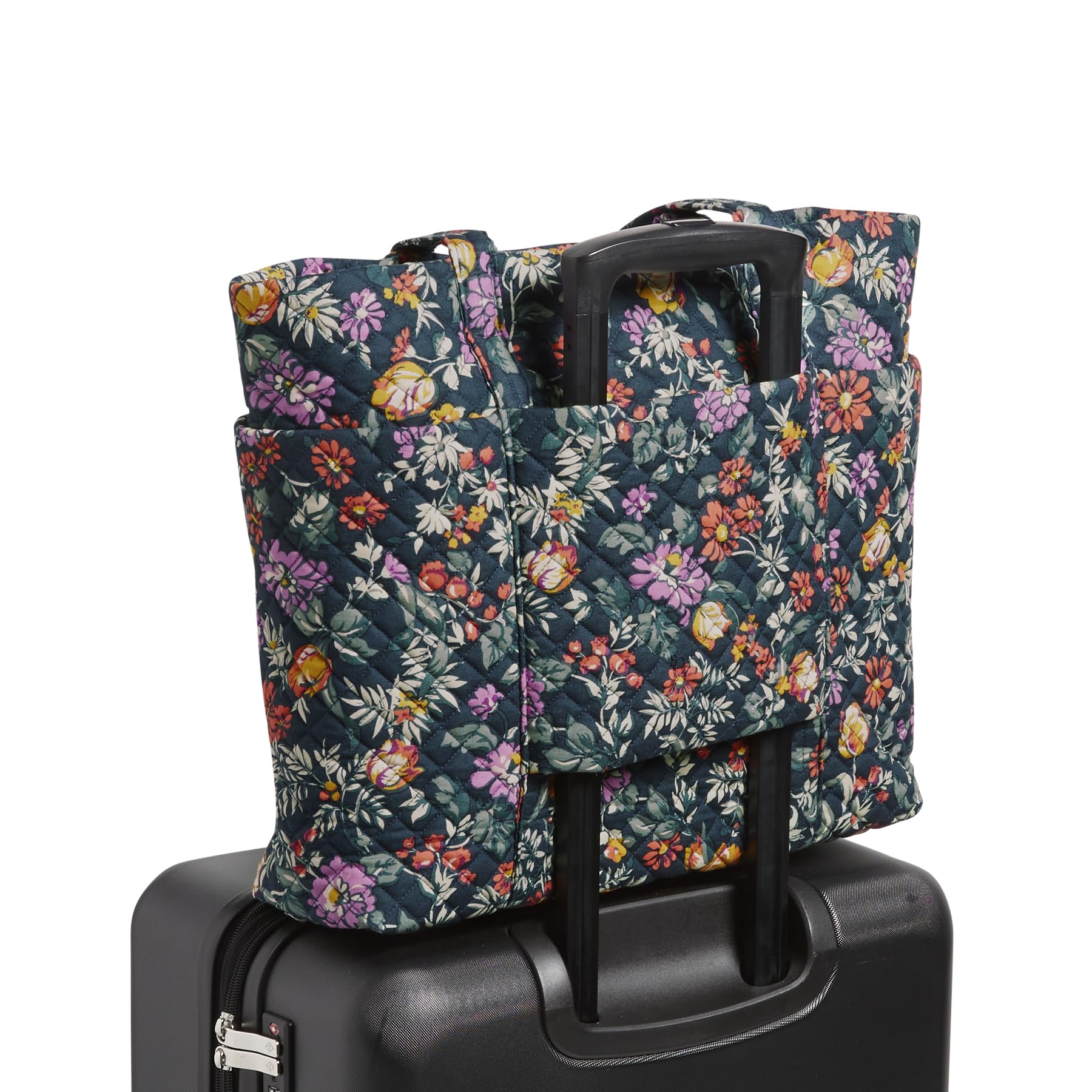 Vera Bradley Women's Cotton Deluxe Vera Tote Bag, Rosa Floral - Recycled Cotton, One Size