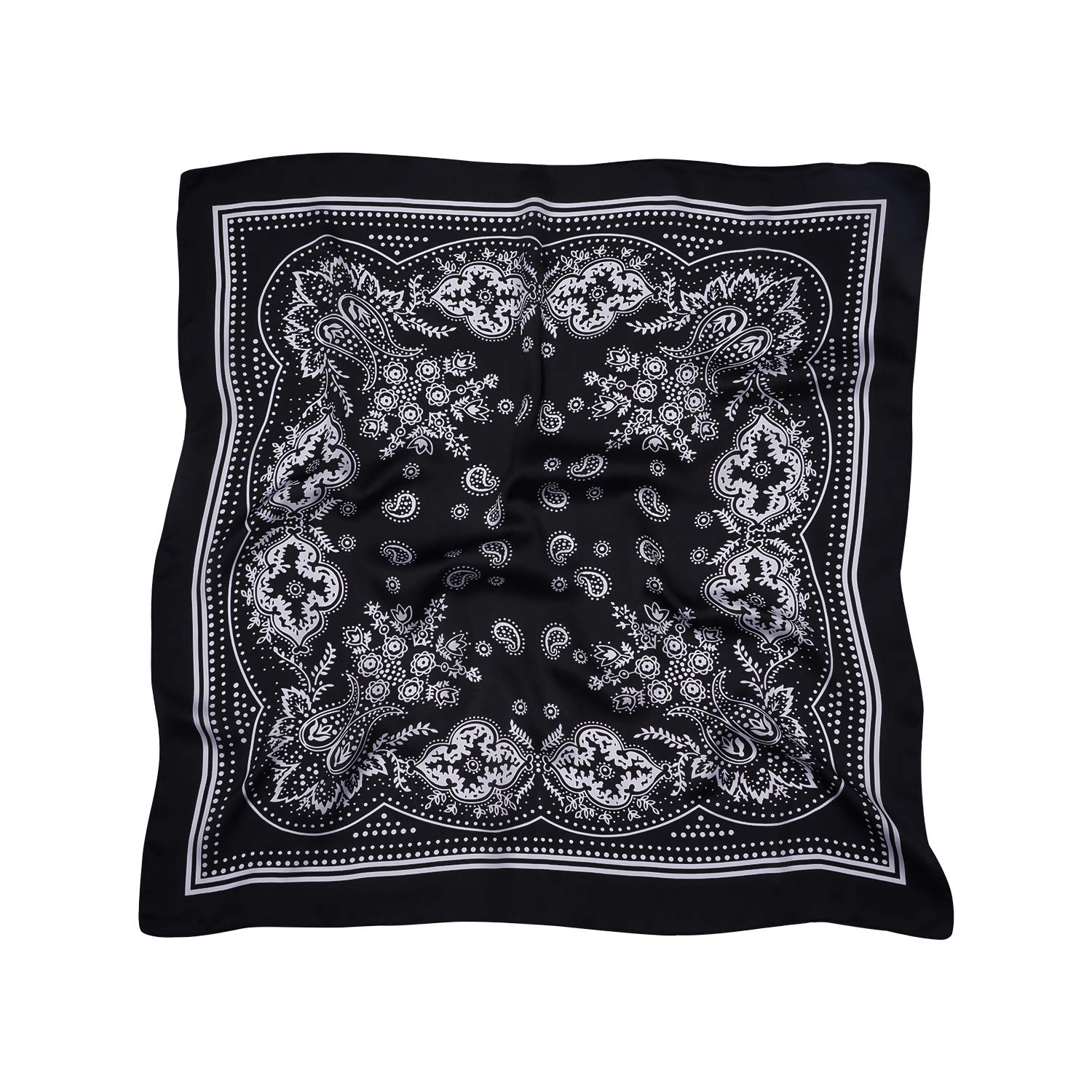 VANLINKER Vintage Bandanas Square Multi-Purpose Scarfs for Men Women Silk Like Scarf Neckerchief Protective Coverage VL9549 Black