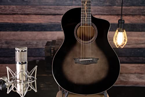 Washburn Bella Tono 6 String Acoustic-Electric Guitar, Right, Gloss Charcoal Burst (BTS9VCECH-D)