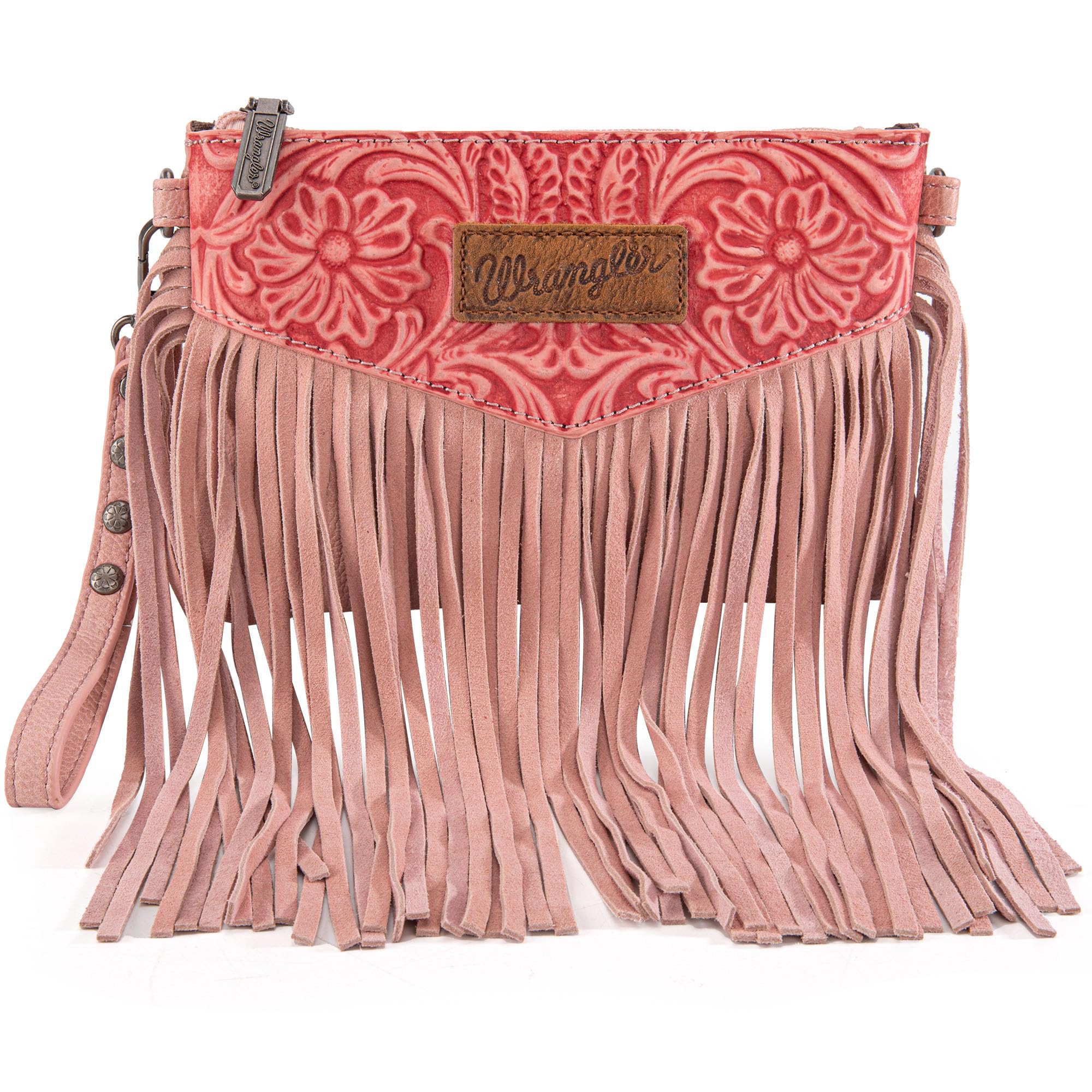 Wrangler Leather Fringe Purse for Women Western Hobo Bag Turquoise Concho Shoulder Handbag Black WG61-918 BK