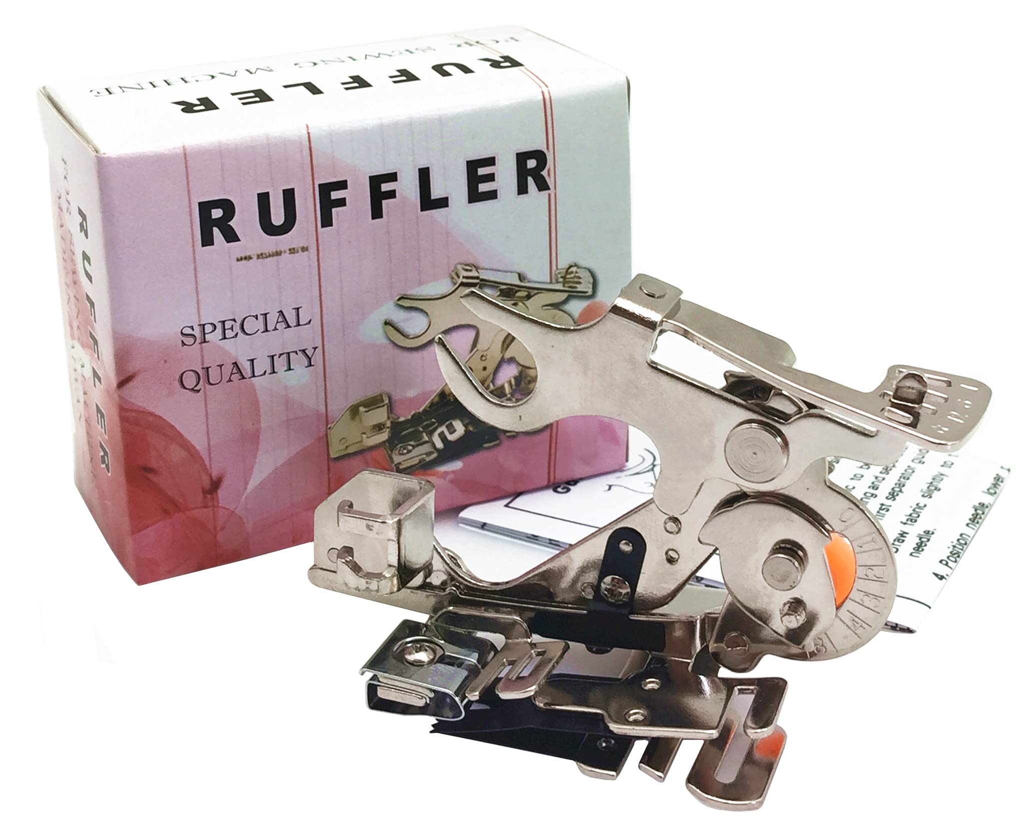 YEQIN Ruffler Foot (#55705) Sewing Machine Presser Foot for Singer Brother Juki Low Shank Sewing Machine (Pink Box)