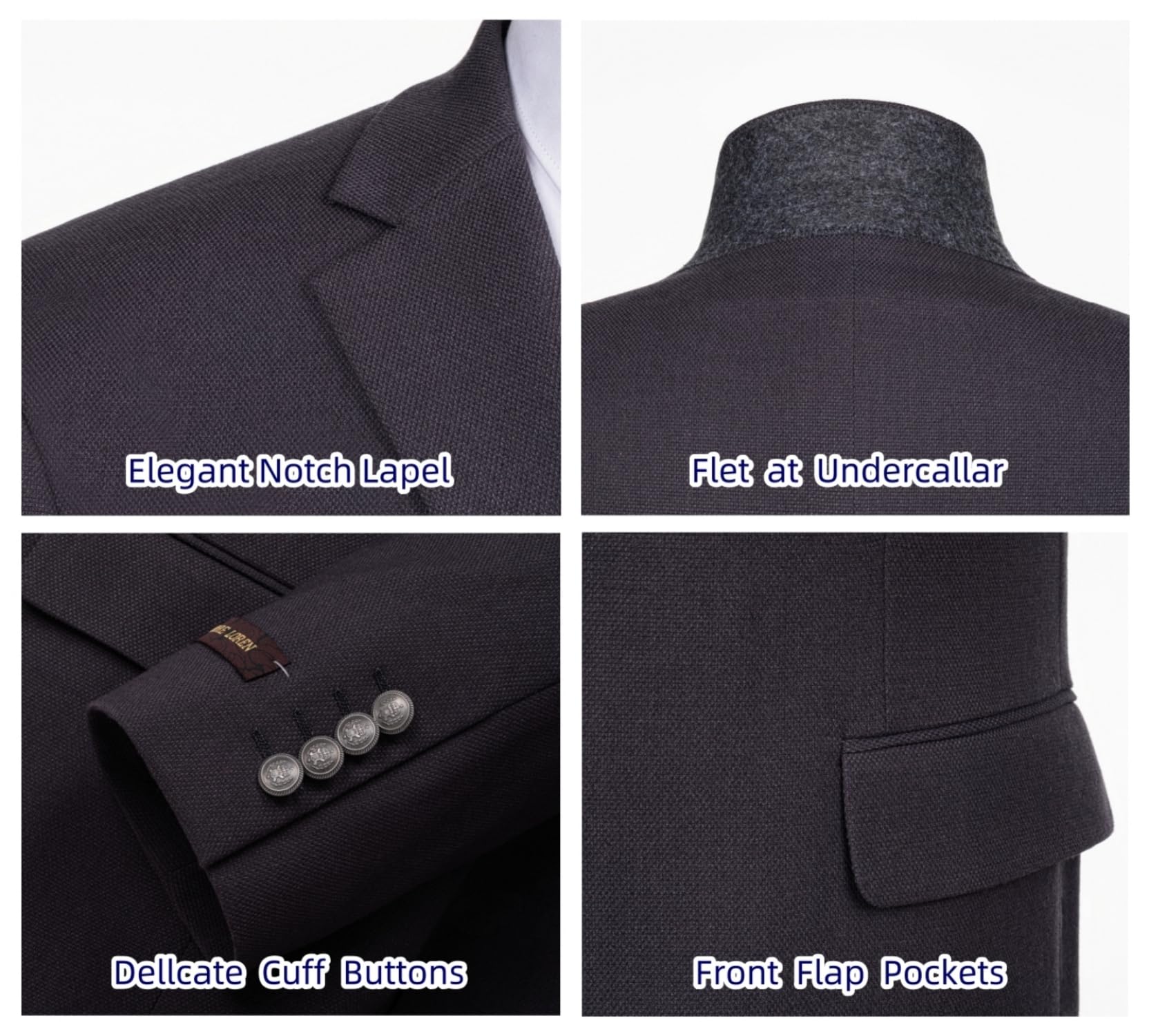 Teemlanny Men's Sport Coat Blazer Classic Fit 2 Button Notch Lapel Business Suits Jacket Grey