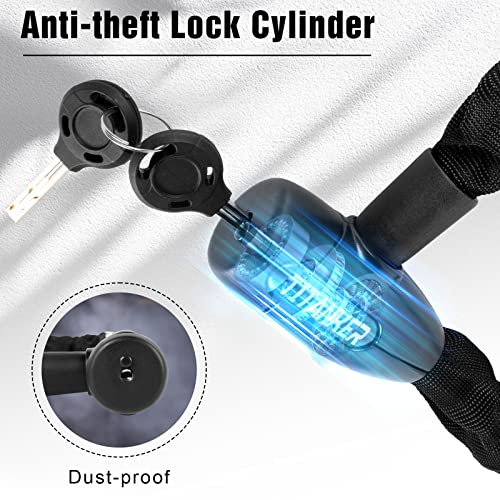 Titanker Bike Chain Lock (Black-10mm), Heavy Duty Key Lock for Bicycle, Motorcycle, Door, Gate, Fence, Grill - Portable, Anti-Theft, 3.3ft, 4.5lbs