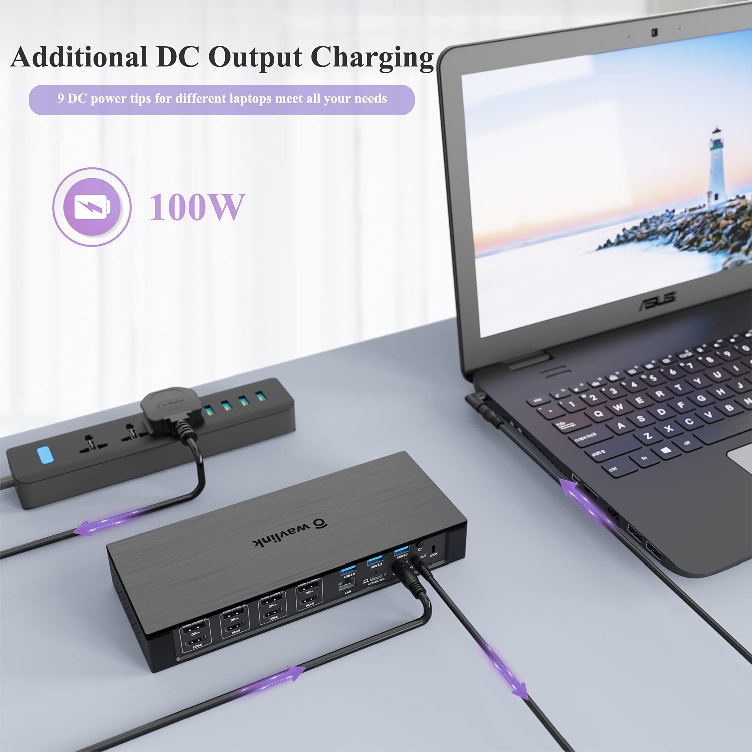 WAVLINK Enterprise-Level Universal Docking Station,20-in-1 USB-C Quad 4K Dual 5K@60Hz Display Dock with 100W Charging,4xDisplayPort(1.2),4xHDMI(2.0),2.5G Ethernet,USB 3.1/3.0-A,USB-C(PD30W)