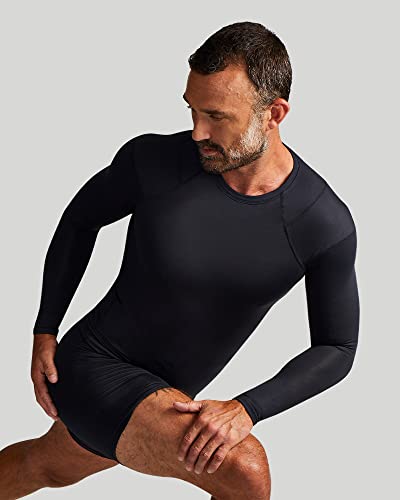 Tommie Copper Men's Pro-Grade Shoulder Support Shirt I UPF 50, Breathable, Long Sleeve Compression Shirt for Upper Body & Posture Support - Black - Medium