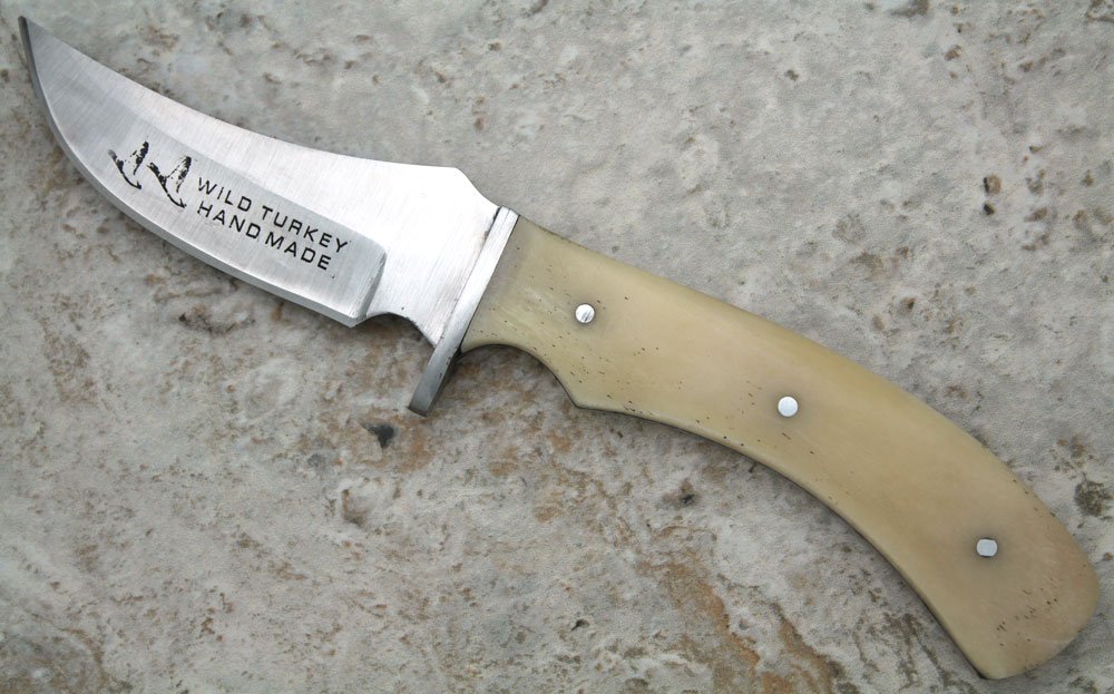 Wild Turkey Handmade Collection Full Tang Natural Camel Bone Fixed Blade Hunting Knife w/Leather Sheath Outdoors Fishing Camping (3)