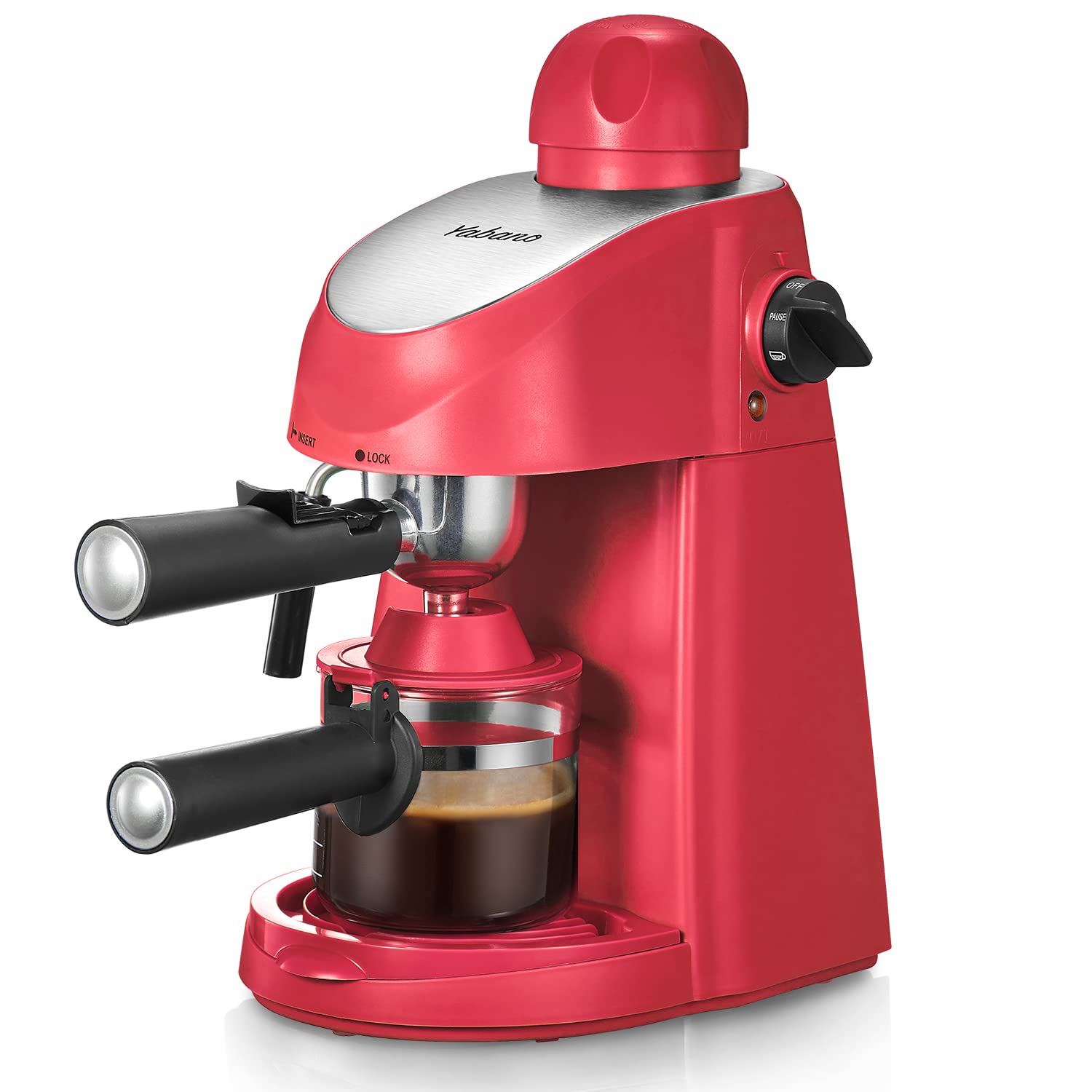 Yabano Espresso Machine, 3.5Bar Espresso Coffee Maker, Espresso and Cappuccino Machine with Milk Frother, Espresso Maker with Steamer (Red)